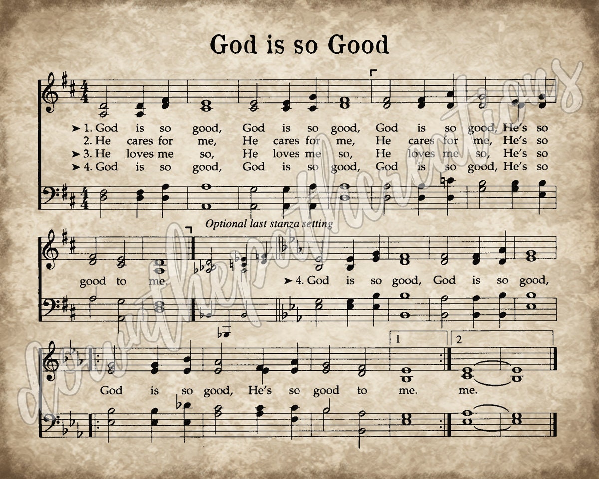 God is so Good Printable Vintage Sheet Music Instant | Etsy