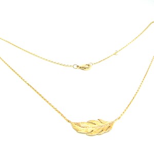 Dainty Feather Necklace, 18 Karat Gold Plated Feather Necklace, Small ...