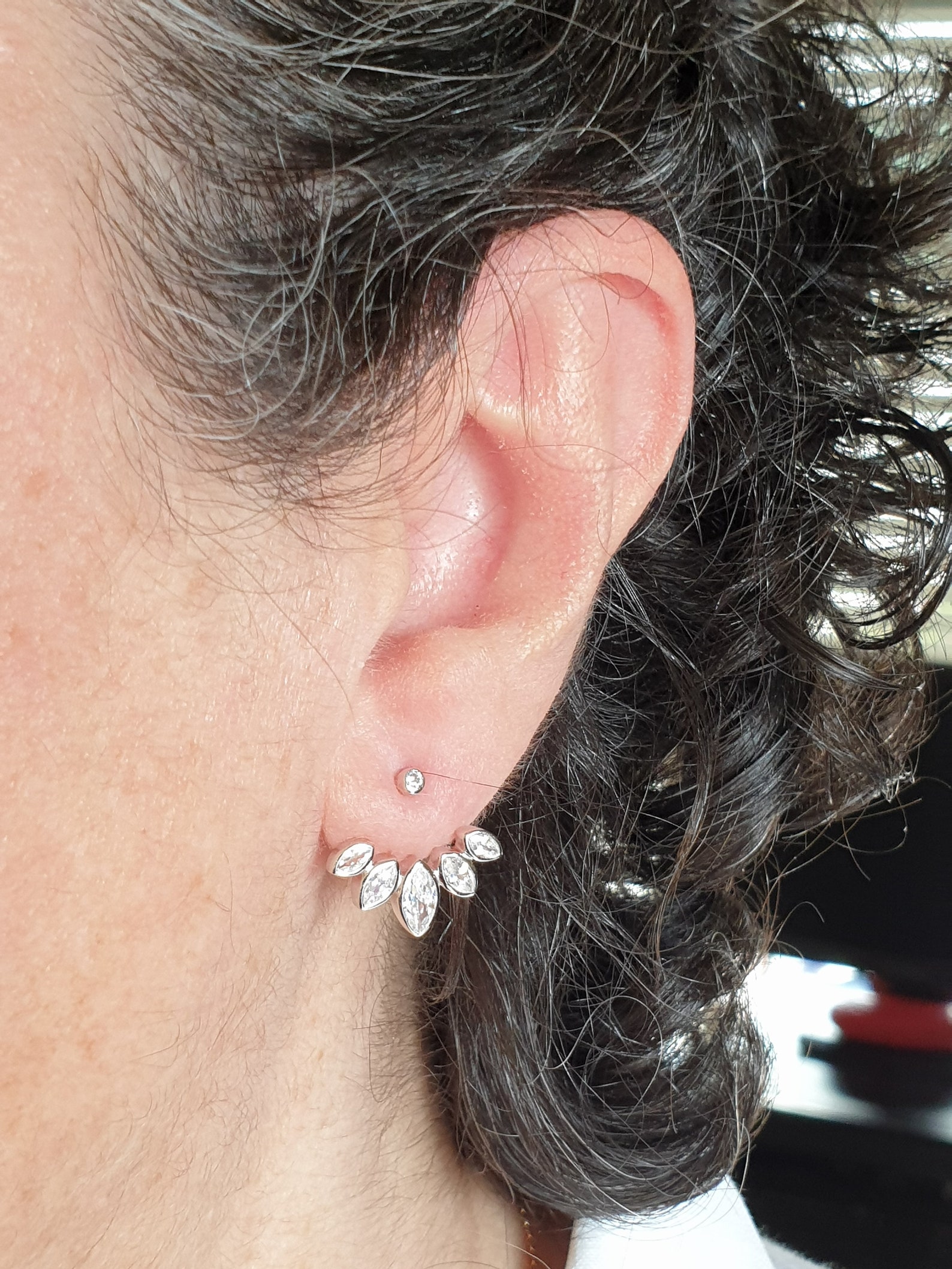 Dainty CZ Earring Jacket, Front Back Earrings, Stud Earring Set, Ear ...