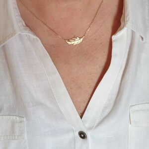 Dainty Feather Necklace, 18 Karat Gold Plated Feather Necklace, Small ...