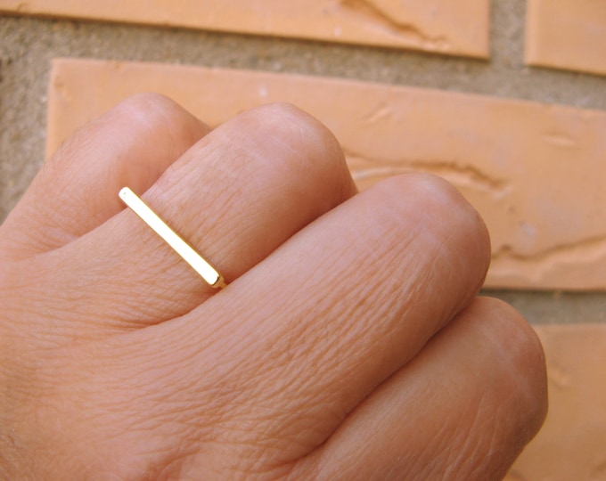 Dainty Bar Ring, Gold Ring, Minimalist Ring, Stacking Ring, Gift for ...