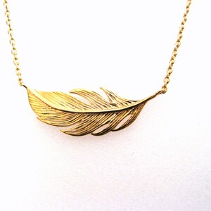 Dainty Feather Necklace, 18 Karat Gold Plated Feather Necklace, Small ...