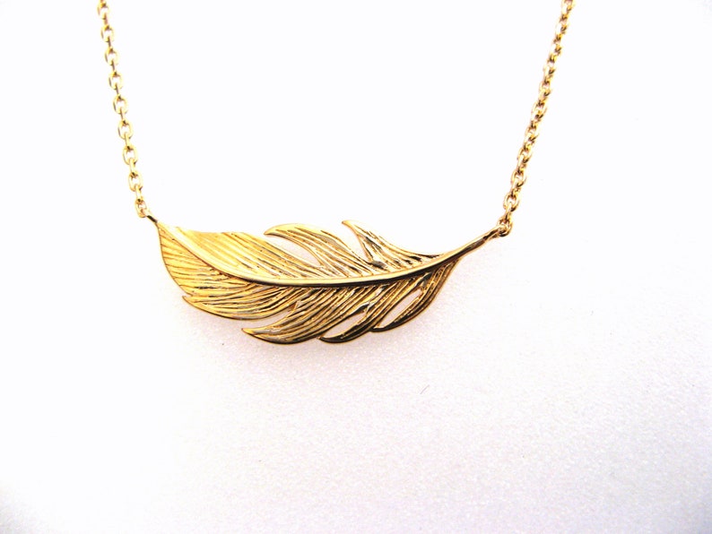 Dainty Feather Necklace 18 Karat Gold Plated Feather - Etsy