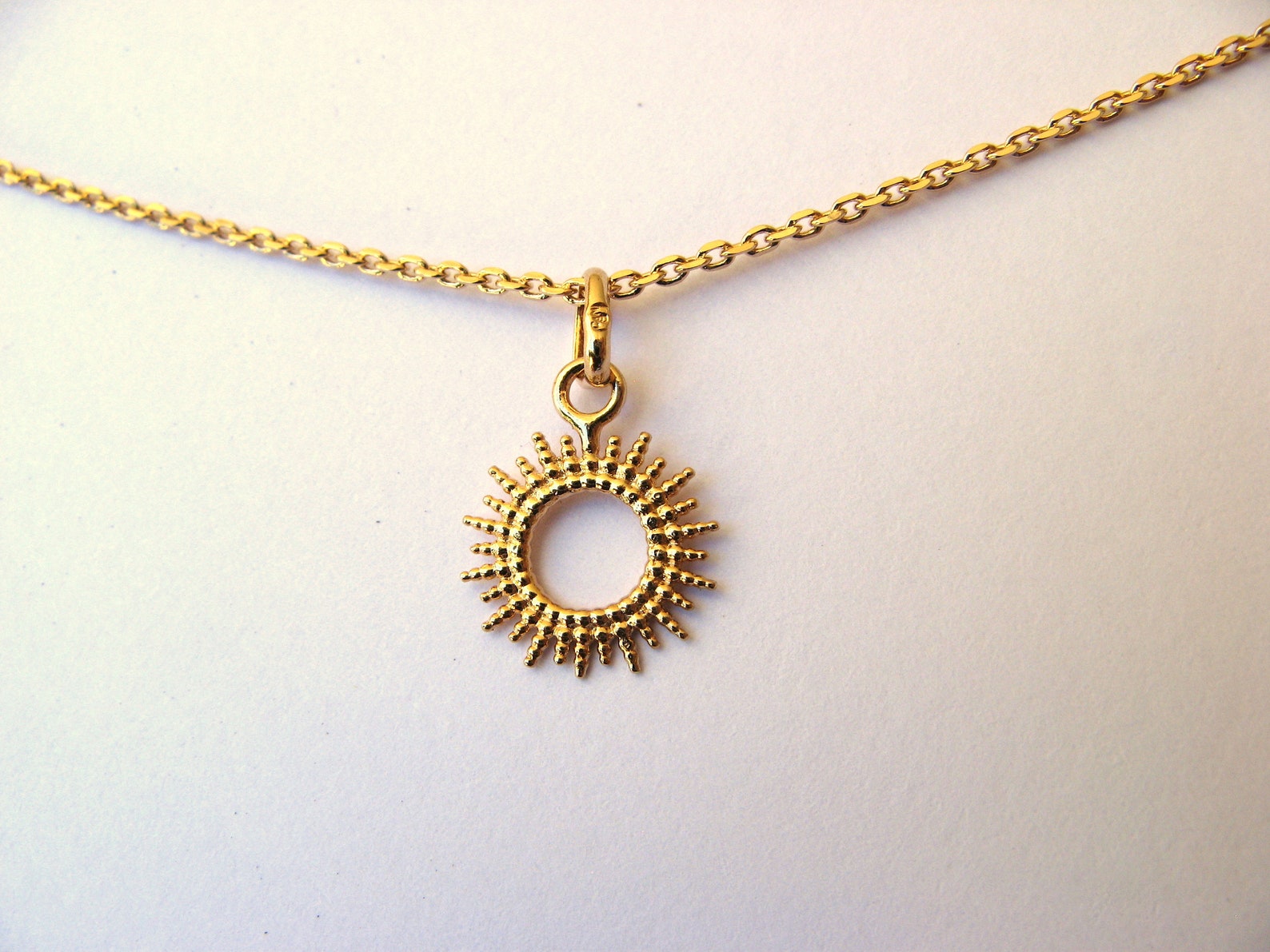Dainty Sunshine Necklace, Sun Necklace, Gold Plated 750 Necklace ...