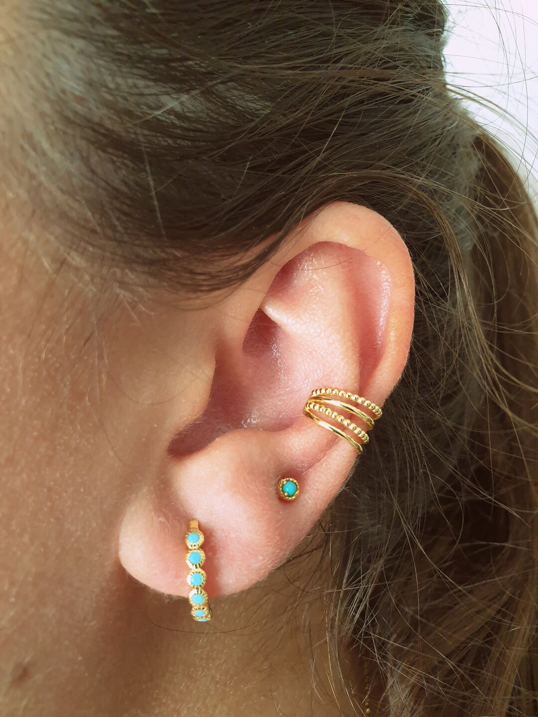 Dainty Hug Hoops, Mini Hoops,turquoise Earrings,huggie Hoops,huggie ...