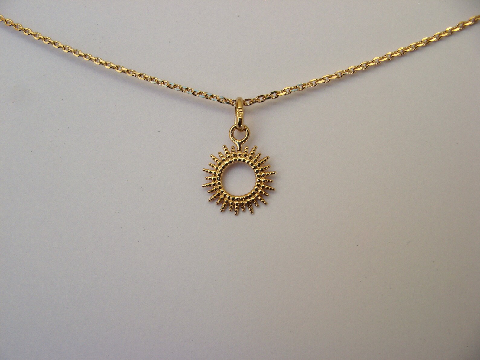 Dainty Sunshine Necklace, Sun Necklace, Gold Plated 750 Necklace ...