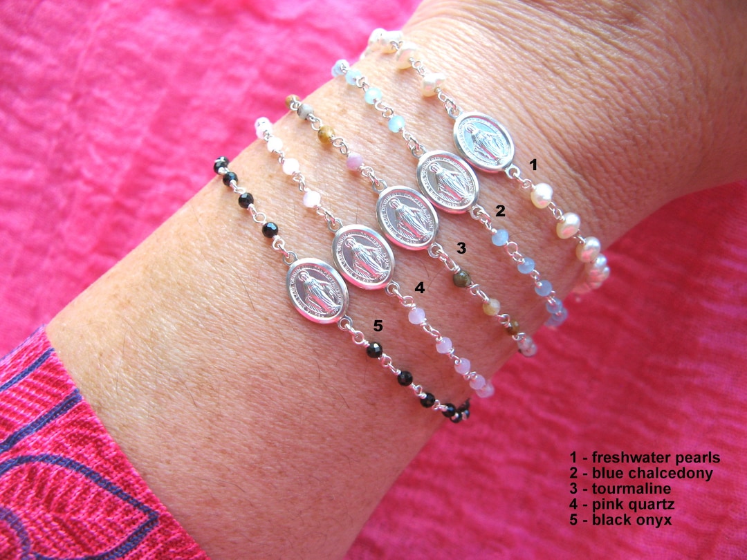 Dainty Virgin Mary Bracelet,miraculous Medal,virgin Mary Jewelry ...