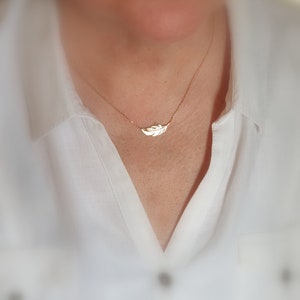 Dainty Feather Necklace, 18 Karat Gold Plated Feather Necklace, Small ...