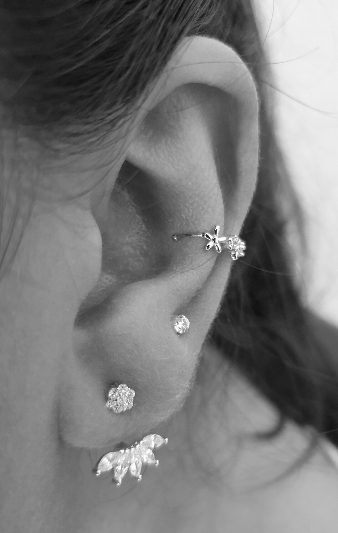 Dainty CZ Earring Jacket, Front Back Earrings, Stud Earring Set, Ear ...