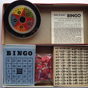 Vintage Bingo Game Set in Original Box - Bingo Cards and Markers ...