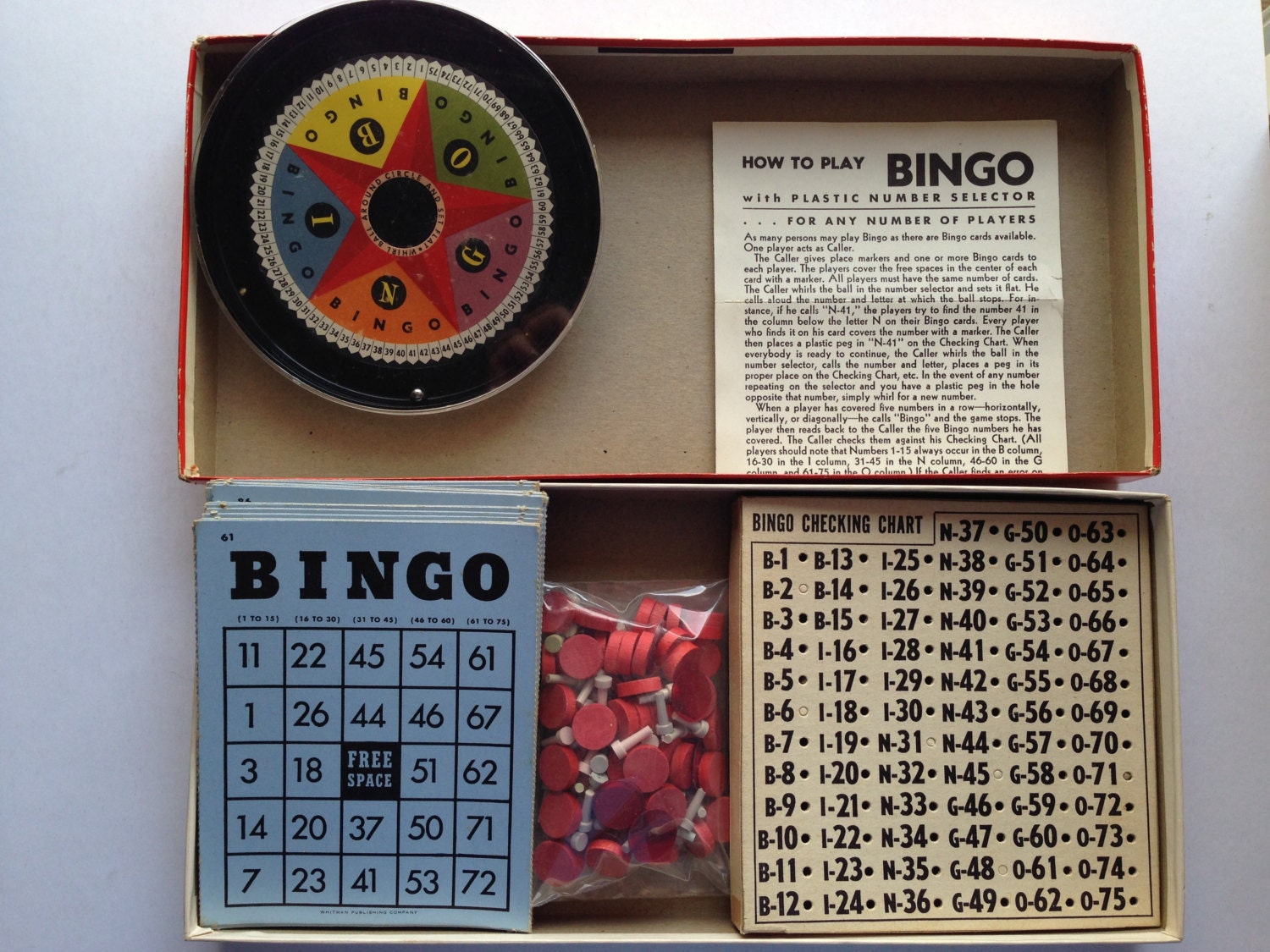Vintage Bingo Game Set in Original Box Bingo Cards and Markers Plastic ...