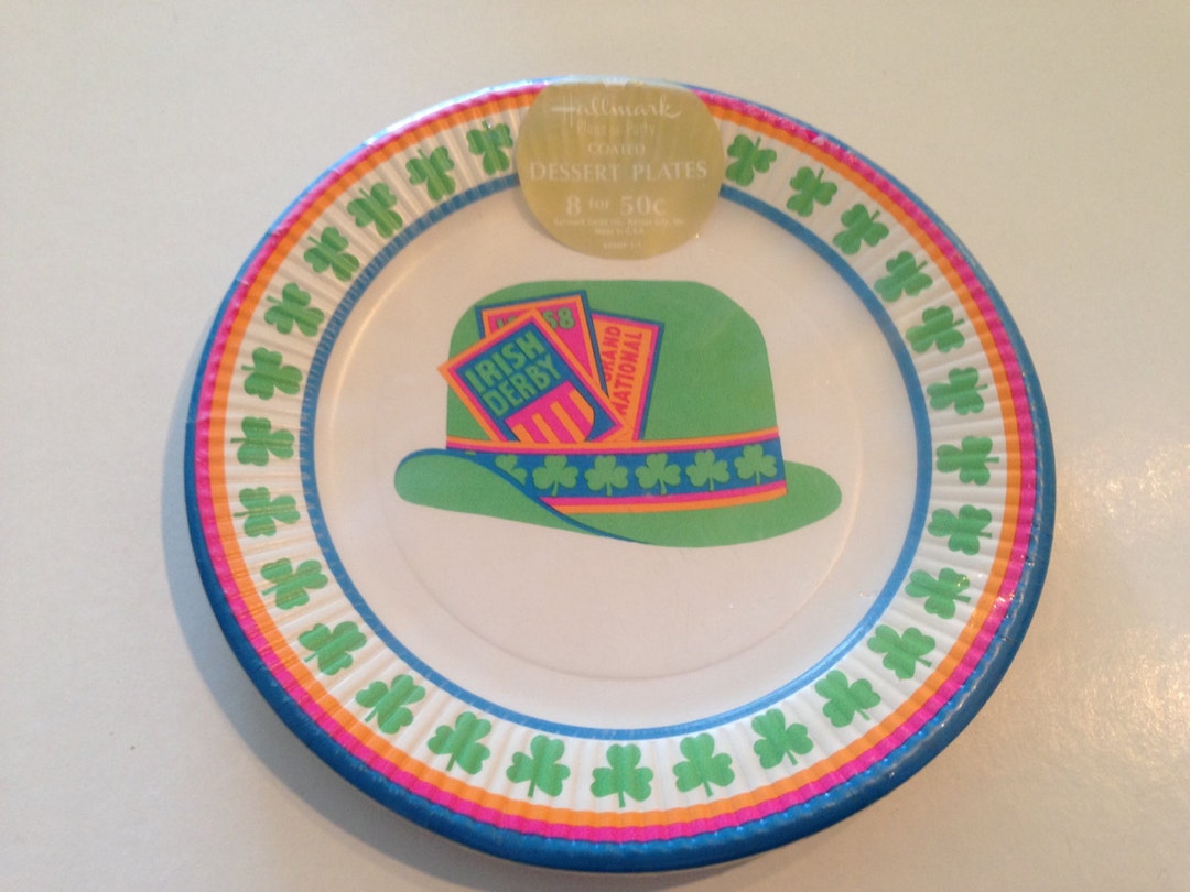 Vintage St. Patrick's Day Paper Plates - Irish Derby Hats Plates for ...