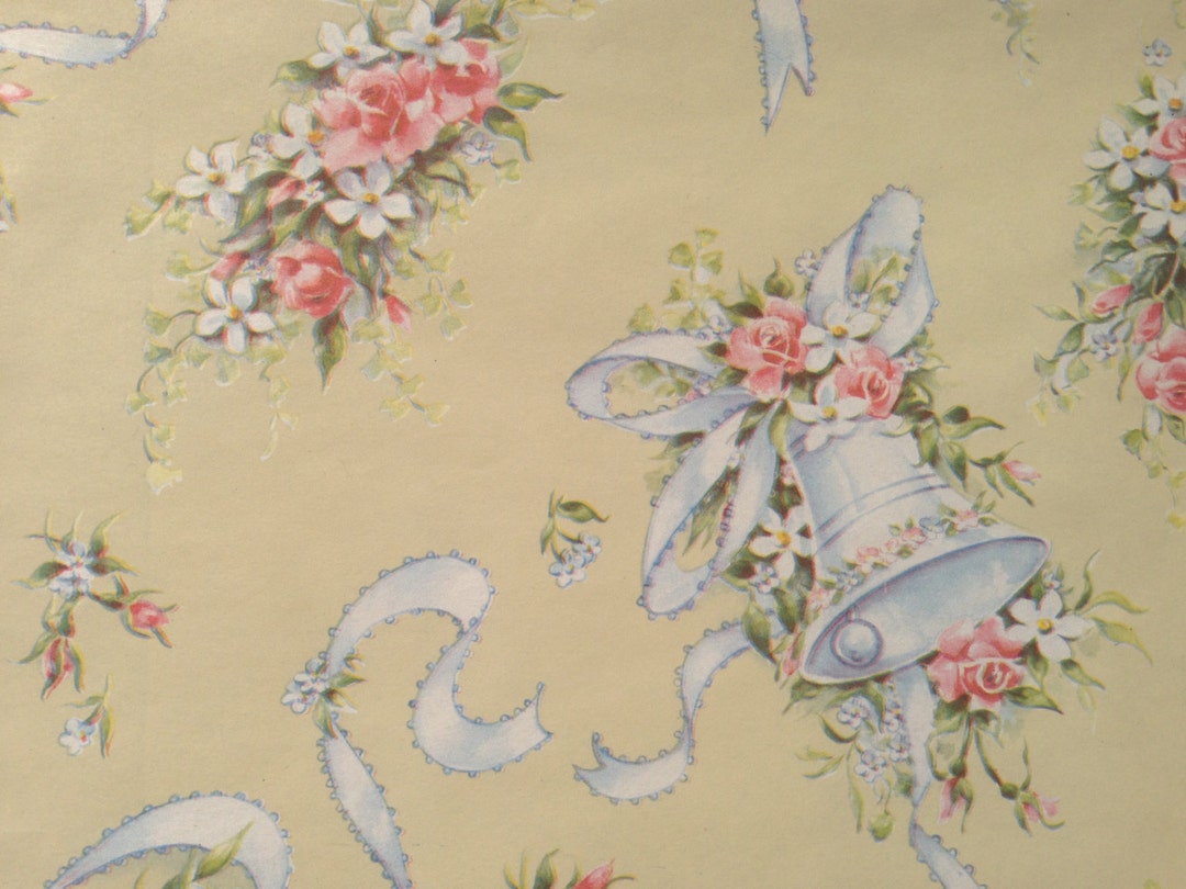 Vintage Gift Wrapping Paper - Yellow Bridal Shower - Celebratory ...