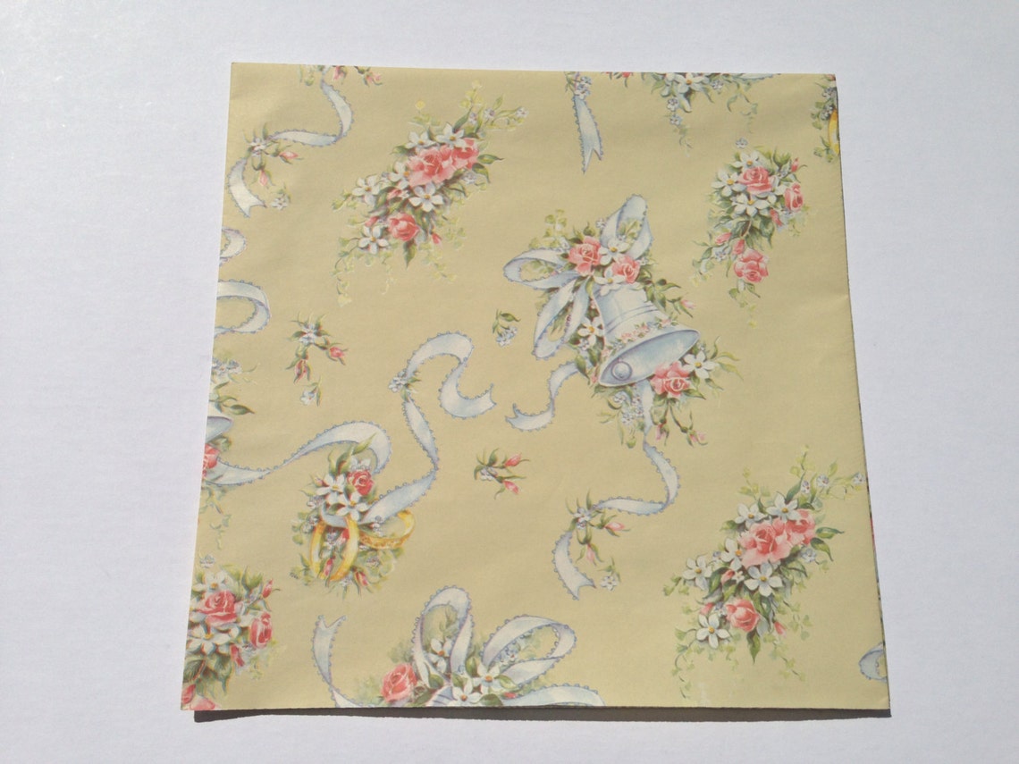 Vintage Gift Wrapping Paper Yellow Bridal Shower Celebratory Wedding ...