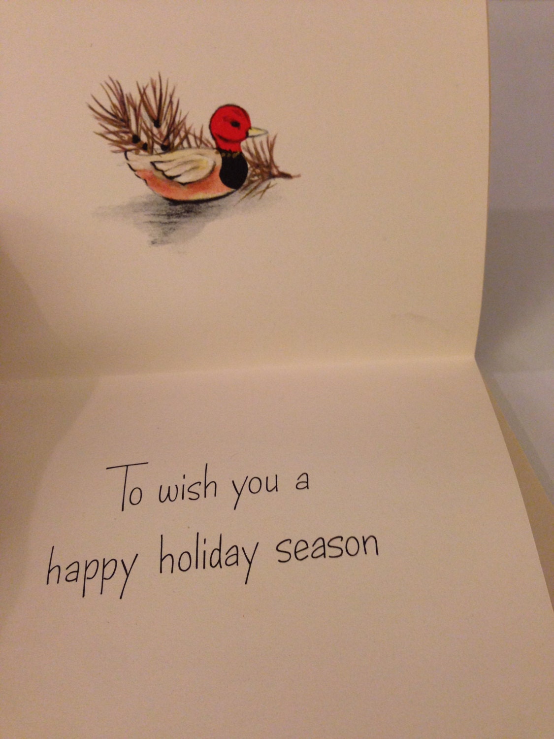 Vintage Christmas Greeting Card - Gold Accented Duck Hunting Card by ...