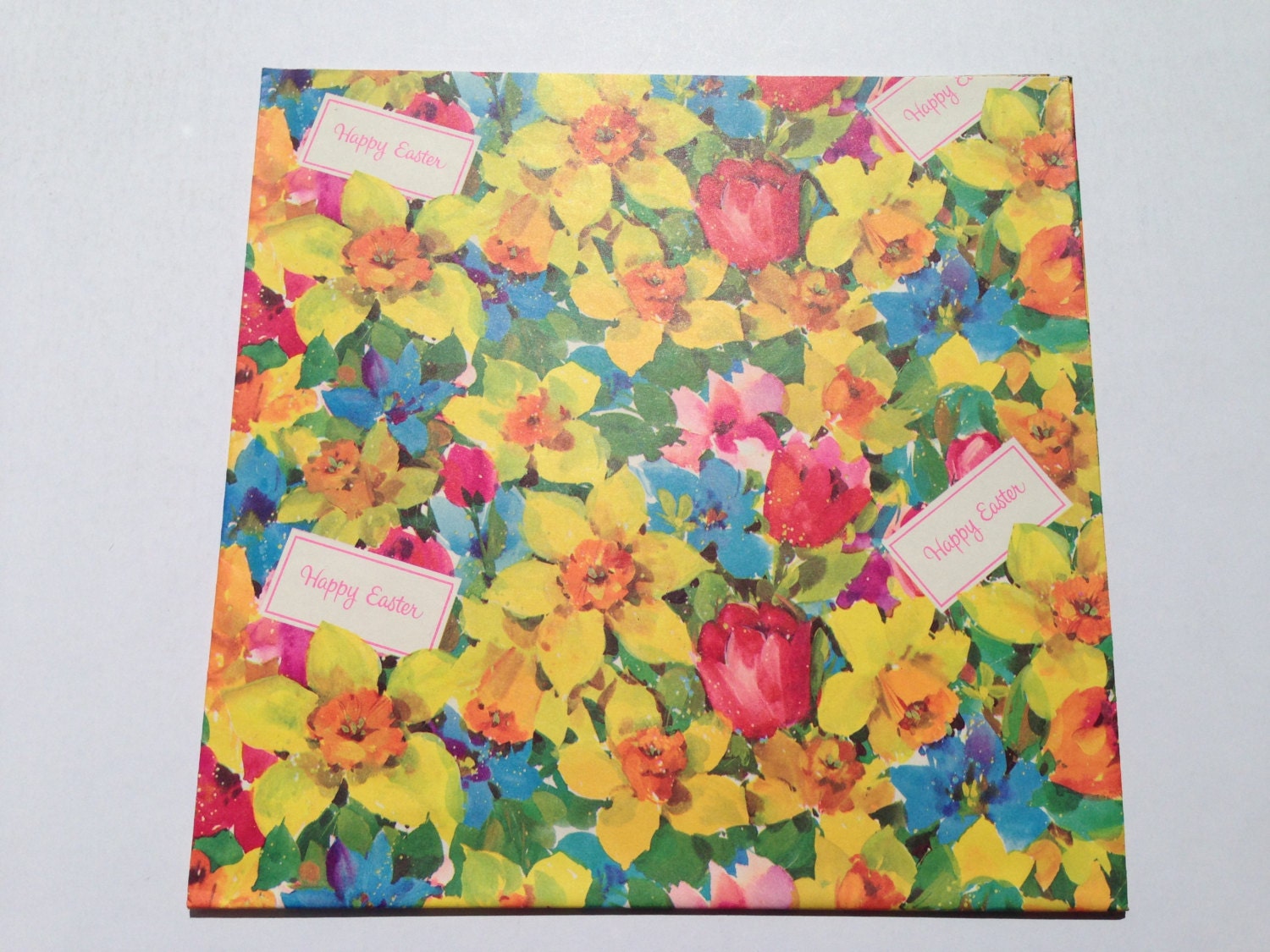 Vintage Gift Wrapping Paper Happy Easter Paper Bright Spring Floral ...