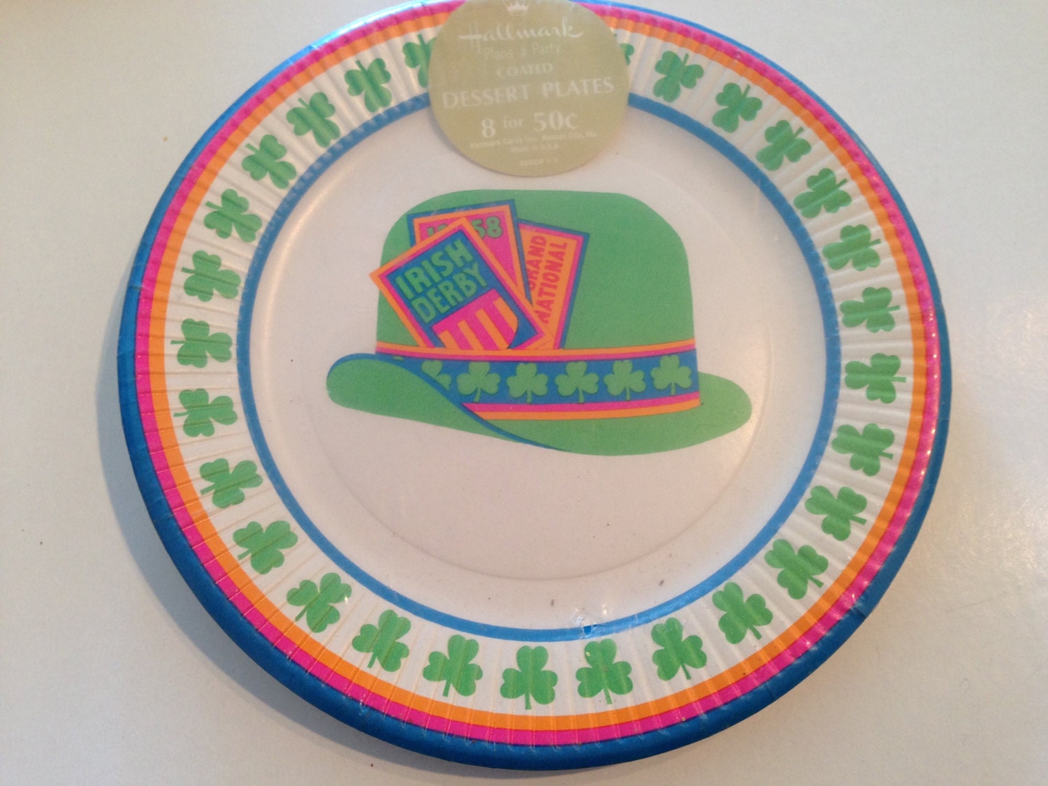 Vintage St. Patrick's Day Paper Plates - Irish Derby Hats Plates for ...