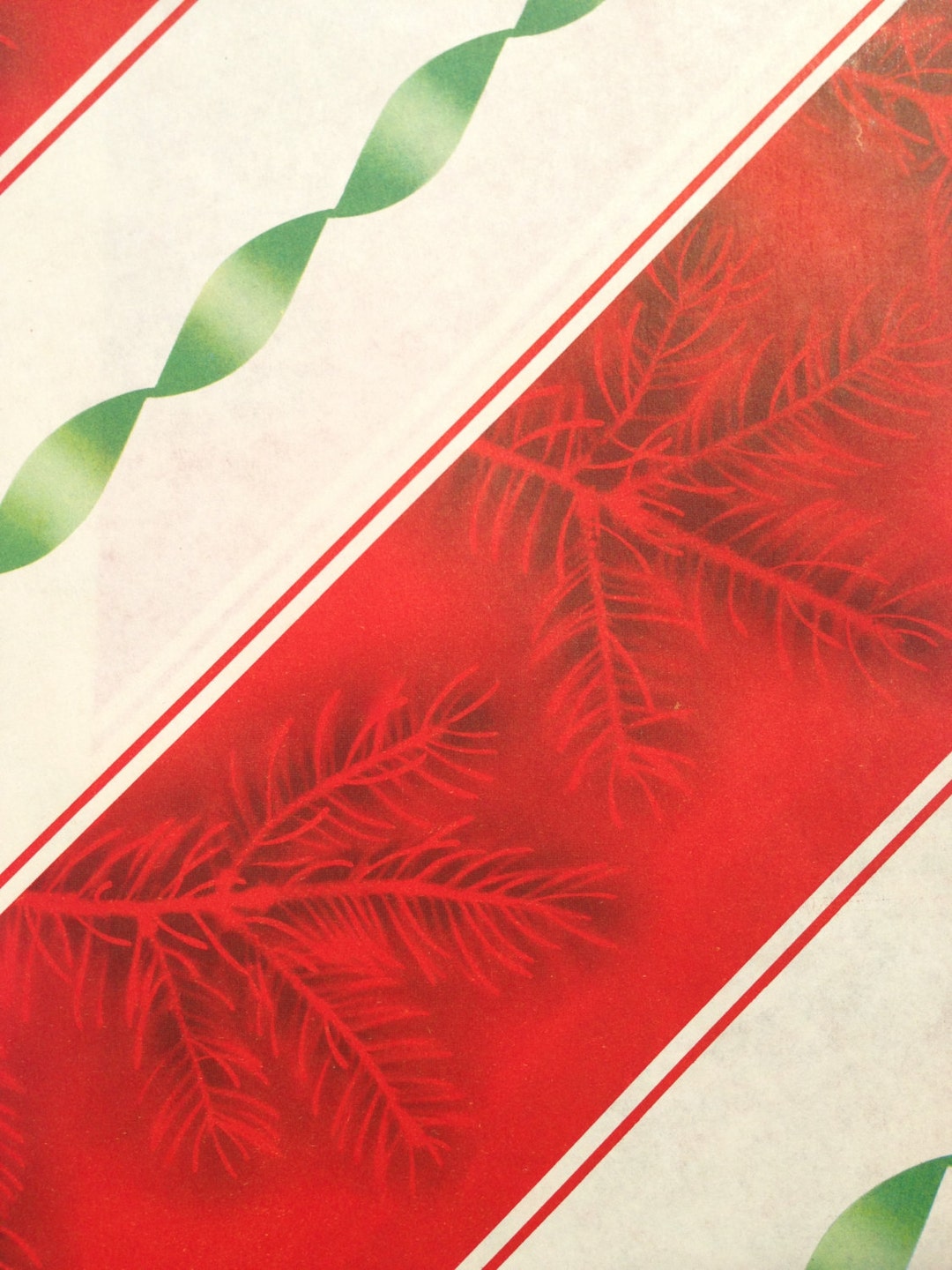 Vintage Christmas Wrapping Paper - Red, White and Green Christmas ...