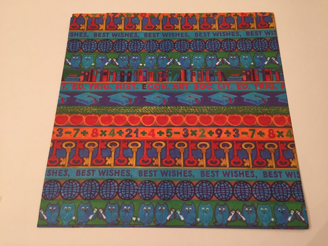 Vintage Gift Wrapping Paper - School Days Images Graduation Gift Wrap ...
