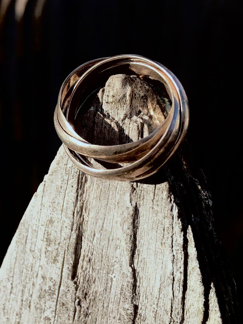 Vintage Sterling Silver Four Strand Interlocking Ring - Stacking Ring ...