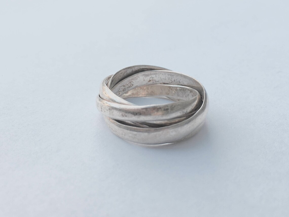 Vintage Sterling Silver Four Strand Interlocking Ring - Stacking Ring ...