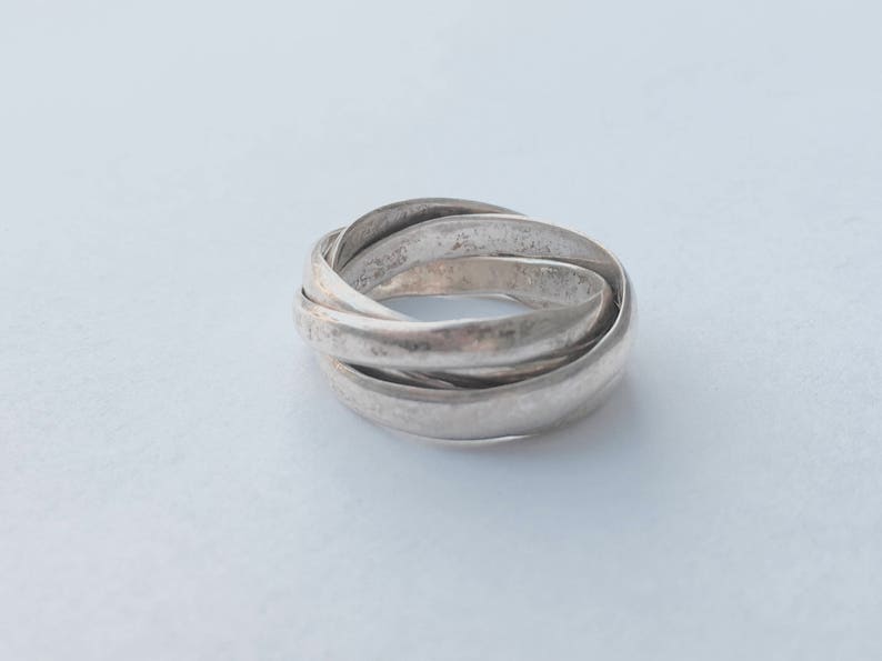 Vintage Sterling Silver Four Strand Interlocking Ring - Stacking Ring ...