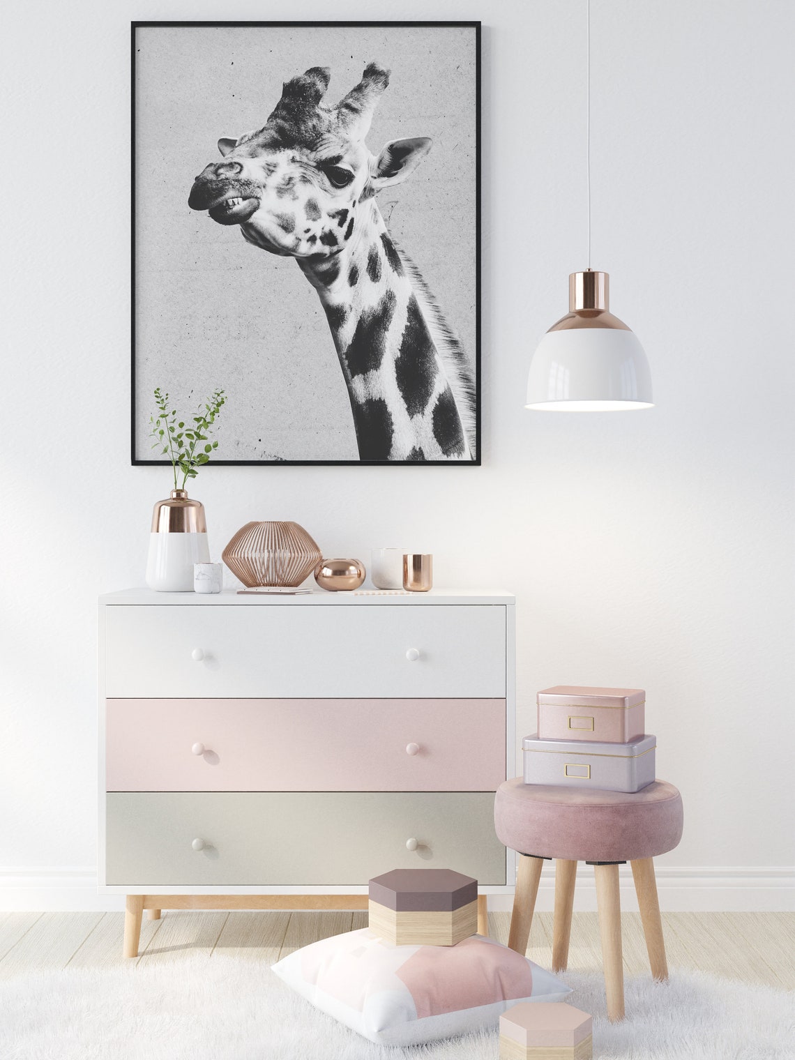 Giraffe Printable Giraffe Print Giraffe Portrait Black and - Etsy