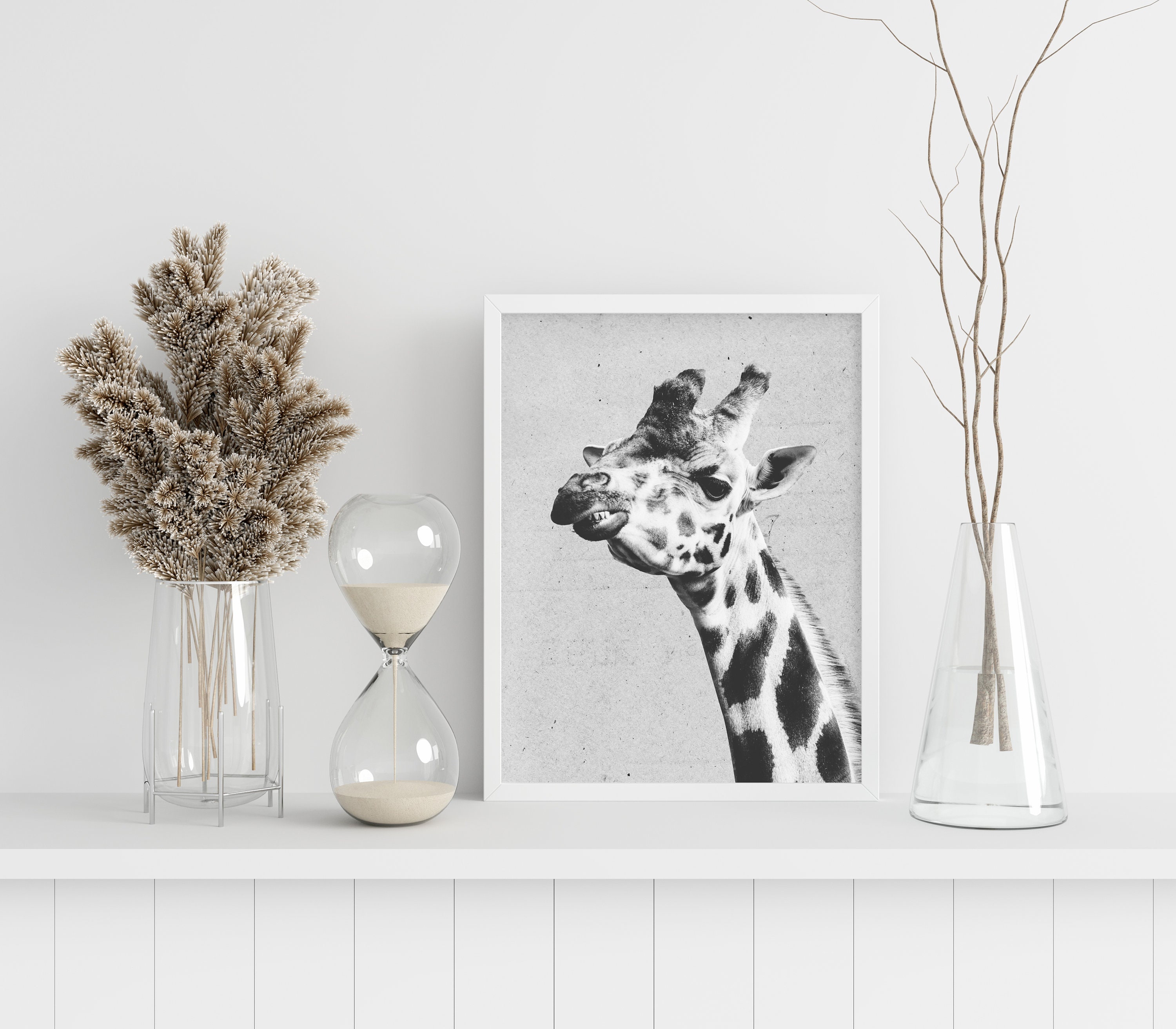 Giraffe Printable Giraffe Print Giraffe Portrait Black and - Etsy