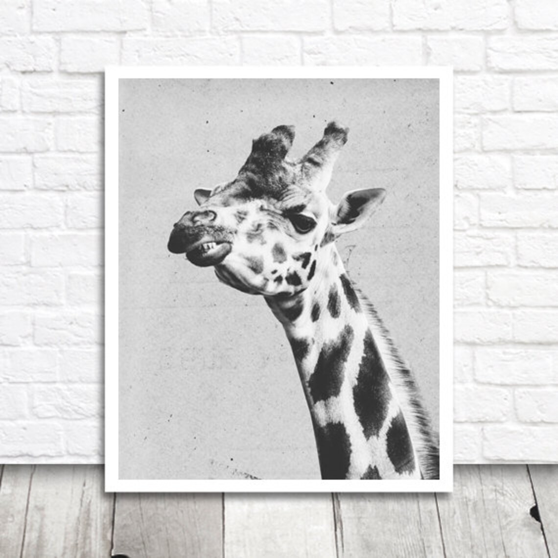 Giraffe Printable Giraffe Print Giraffe Portrait Black and | Etsy
