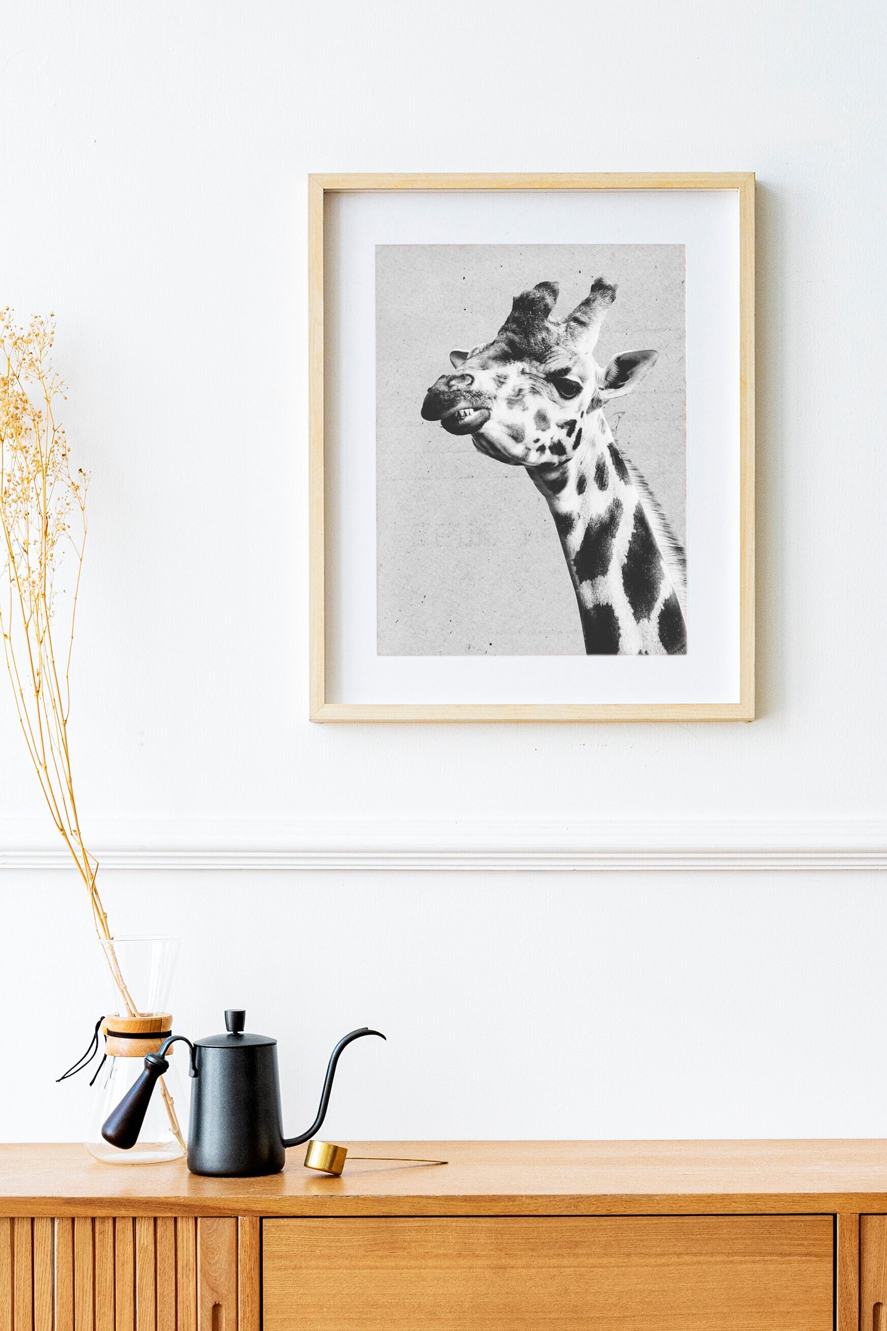 Giraffe Printable Giraffe Print Giraffe Portrait Black and - Etsy