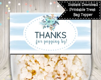Thank You For Popping By Popcorn Label Favor Tags Circle Tags | Etsy