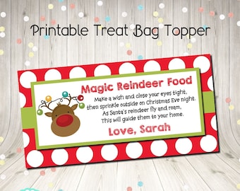 Reindeer Food Christmas Treat Bag Topper Digital Printable | Etsy