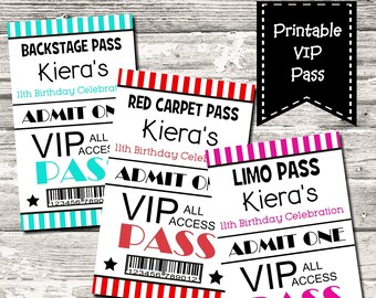VIP PASS Limo pass Birthday party 21st birthday backstage | Etsy