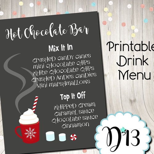 Hot Cocoa Bar Sign Printable Hot Chocolate Bar Sign | Etsy