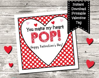 You Make My Heart Pop Valentine's Day Cards & Tags. | Etsy