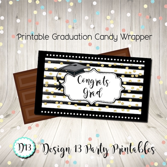 Graduation Congrats Grad Candy Bar Chocolate Bar Wrappers Favor Black ...
