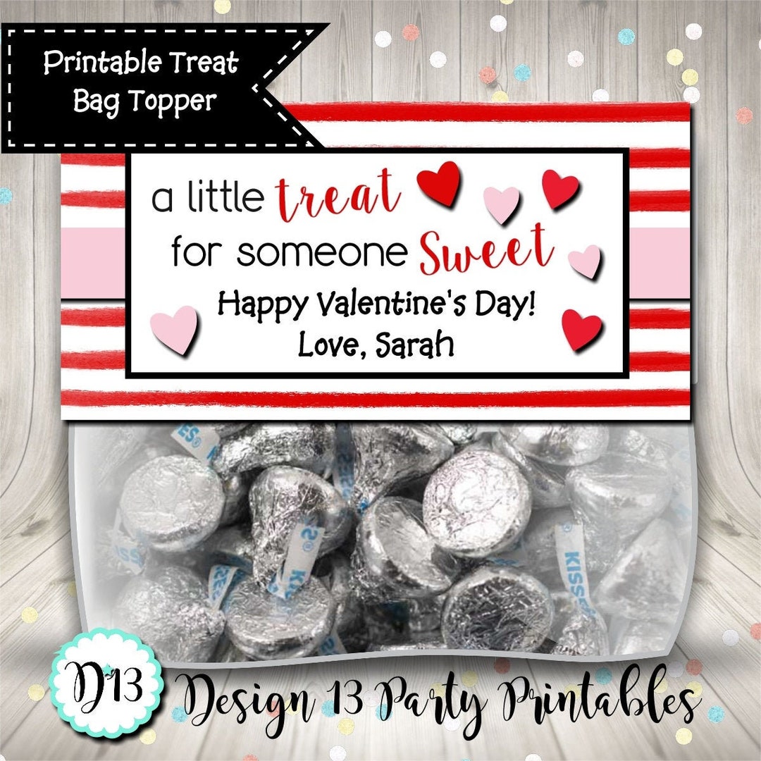 Little Treat for Someone Sweet Valentine Treat Bag Topper Favor Digital ...