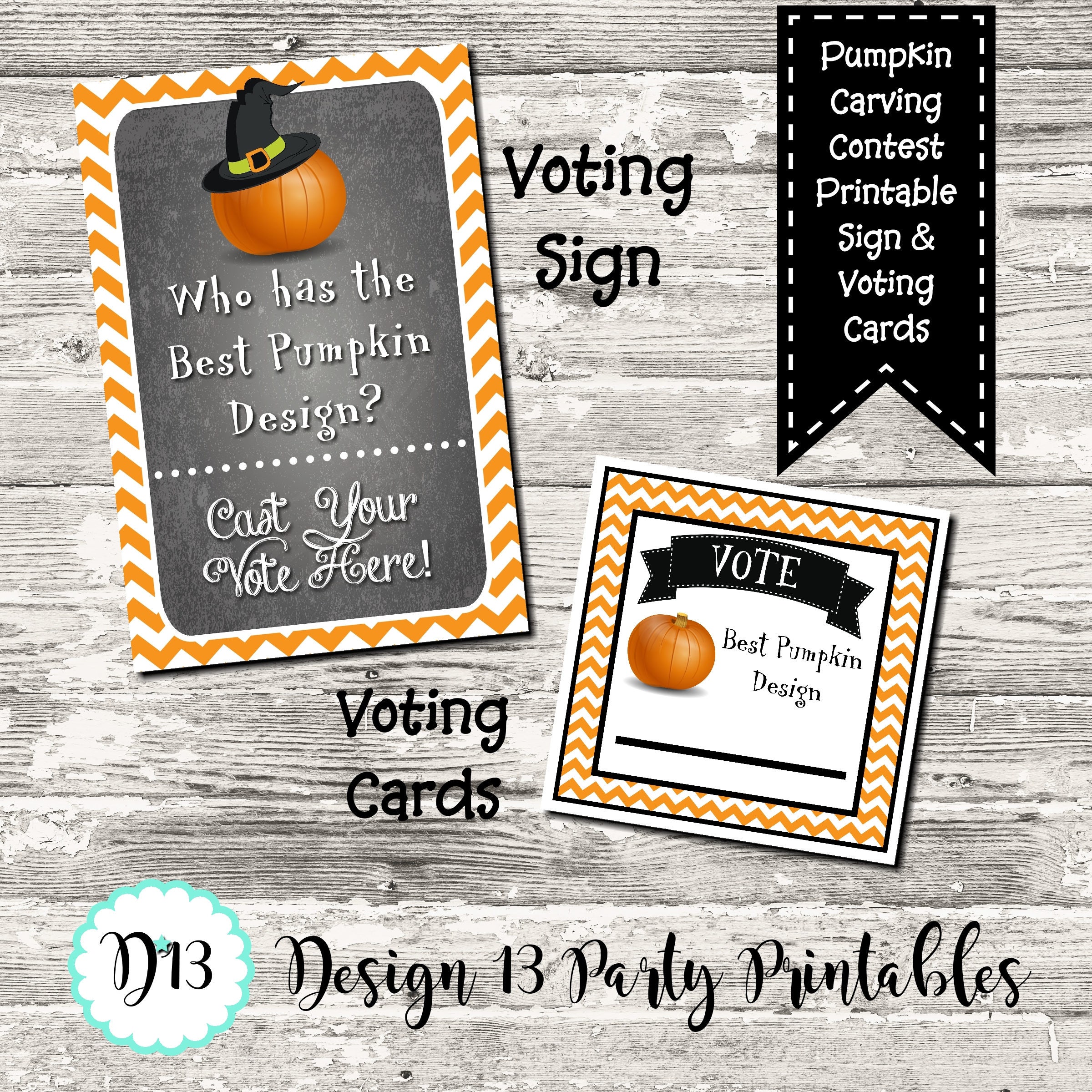 Pumpkin Carving Contest Voting Cards and Sign Digital | Etsy