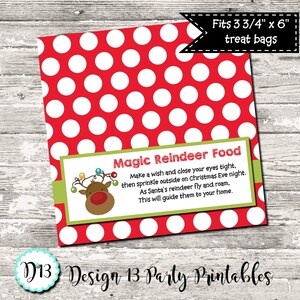 Reindeer Food Christmas Treat Bag Topper Digital Printable INSTANT ...
