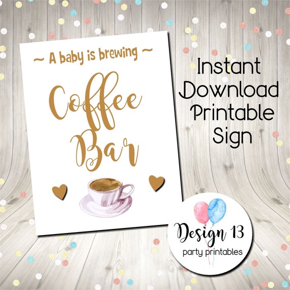 Coffee Bar Sign A Baby Is Brewing Printable Digital INSTANT DOWNLOAD by ...
