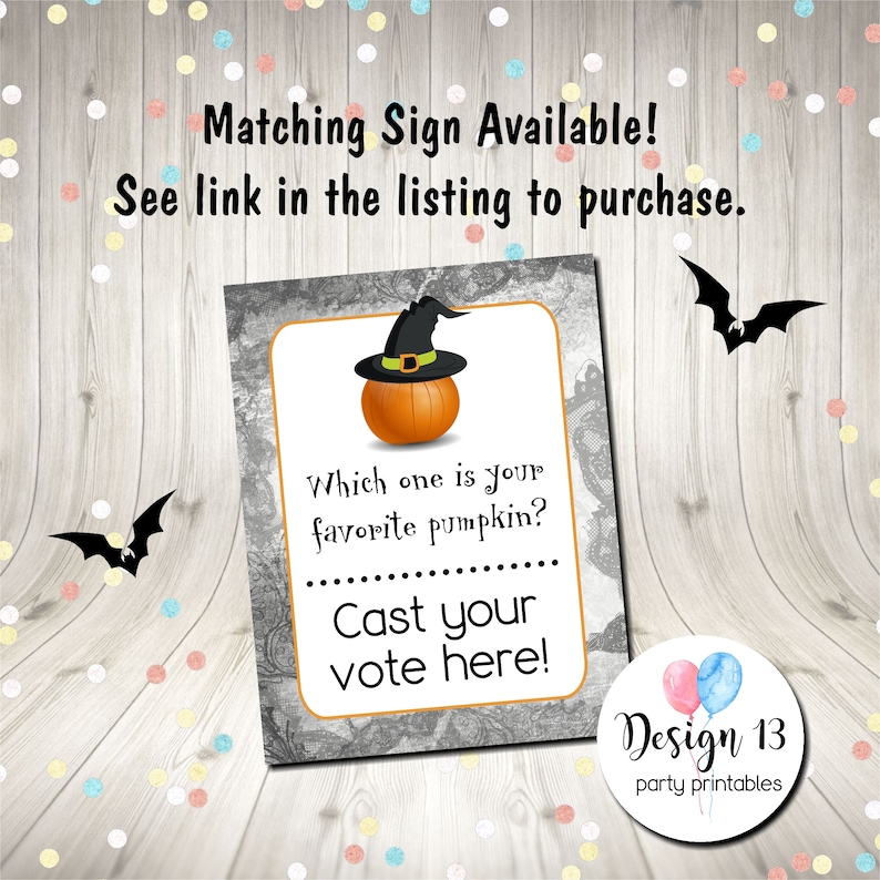 Pumpkin Carving Contest Voting Cards Digital Printable INSTANT DOWNLOAD ...