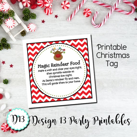Magic Reindeer Food Square Tag Digital Printable Christmas Activity ...