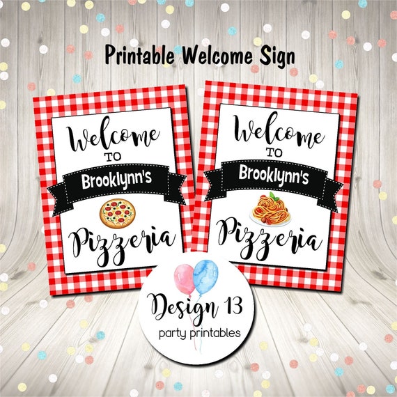 Pizza Party Pasta Party Sign Welcome to Pizzeria Birthday Digital ...