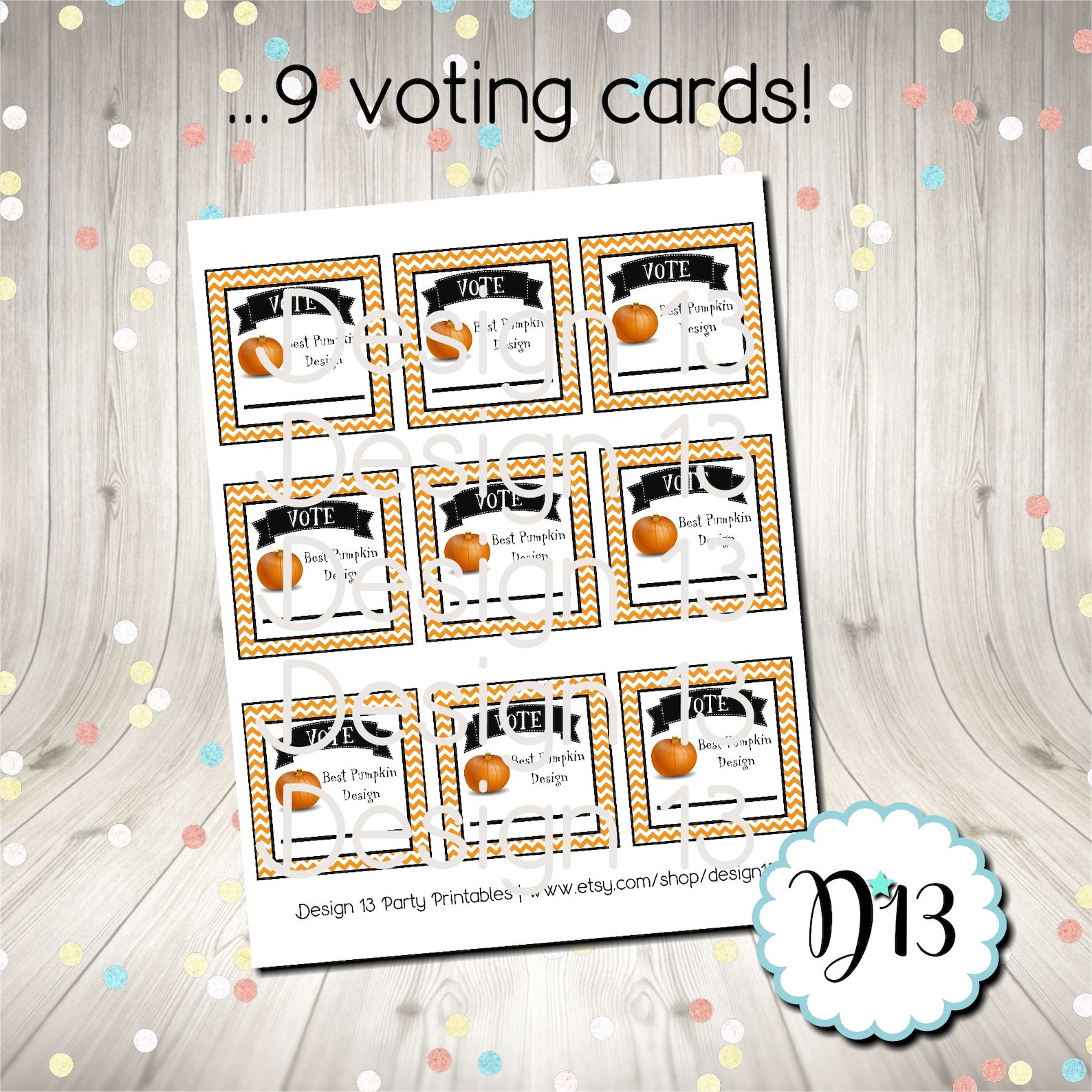 Pumpkin Carving Contest Voting Cards and Sign Digital Printable Instant ...