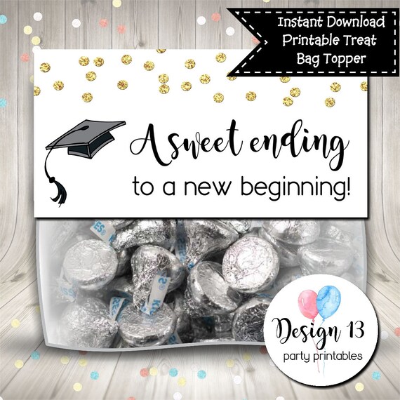 Graduation Sweet Ending To A New Beginning Treat Bag Topper Digital ...