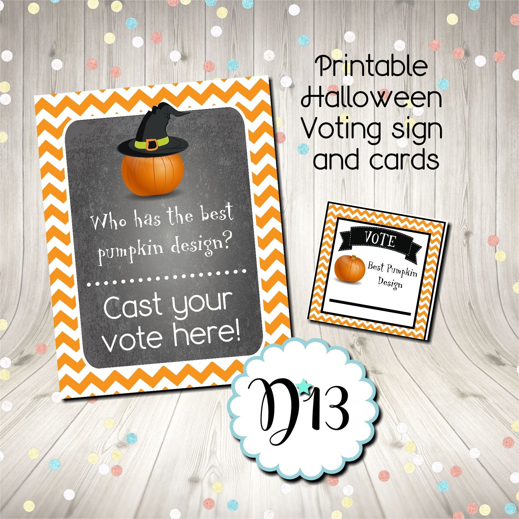 Pumpkin Carving Contest Voting Cards and Sign Digital Printable Instant ...