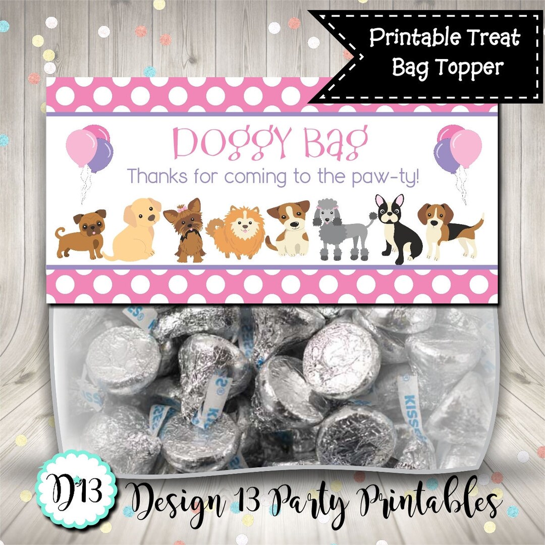 Puppy Party Birthday Treat Bag Topper Doggy Bag Pet Adoption Digital ...