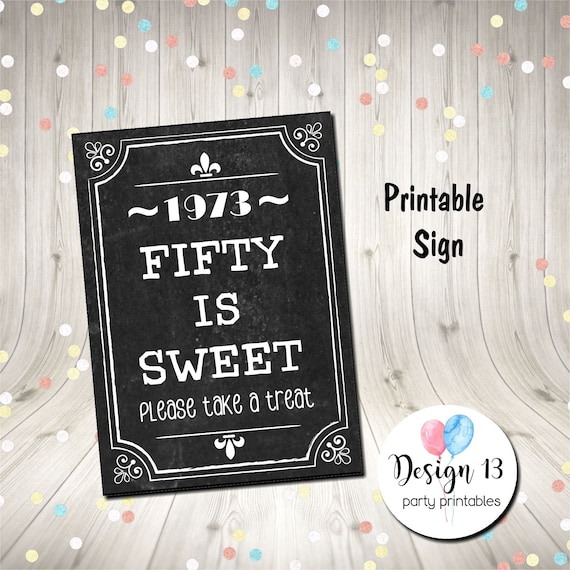 Vintage Chalkboard 50th Birthday 50 Is Sweet Sign Candy Table Candy Bar ...