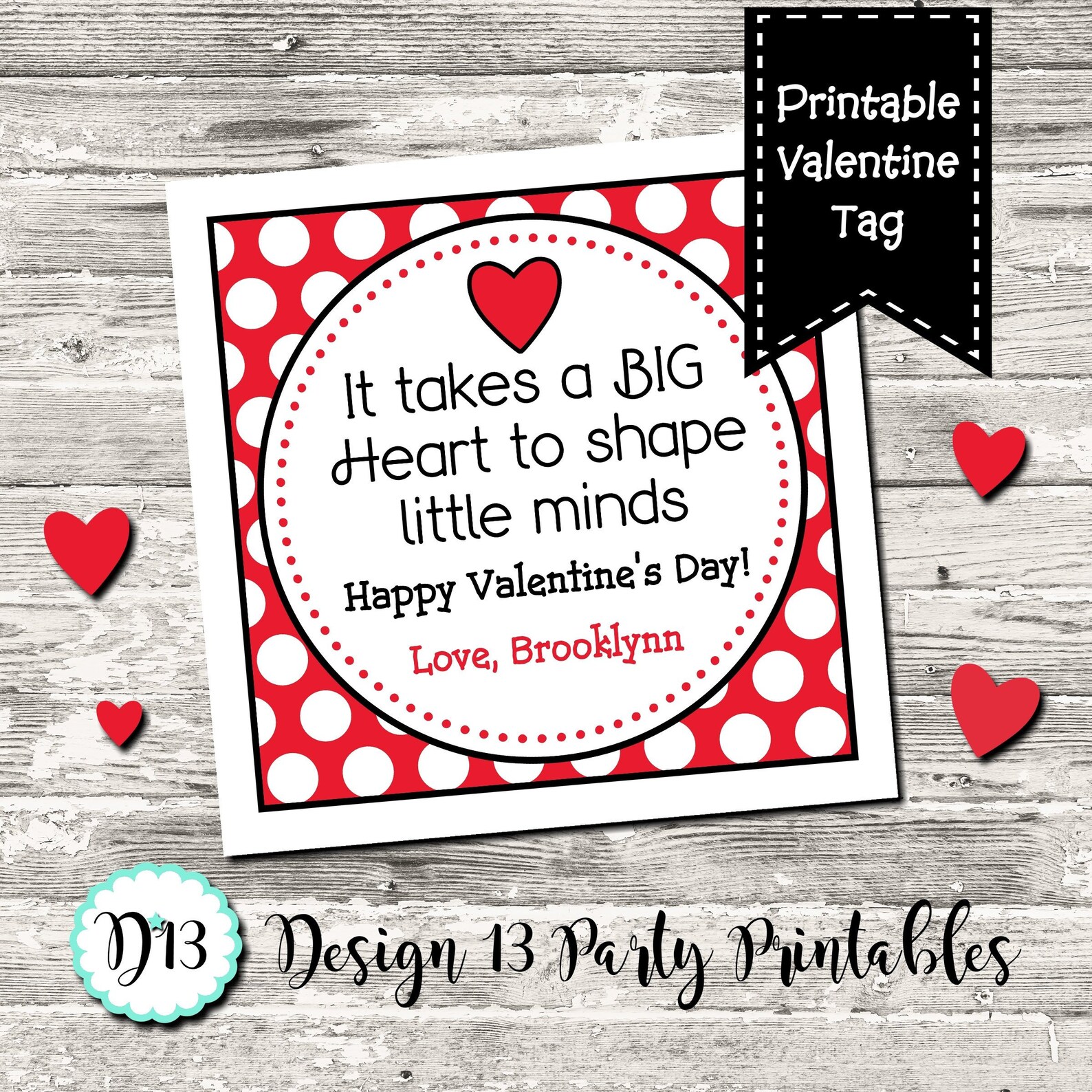 Teacher Valentine It Takes A Big Heart to Shape Little Minds - Etsy