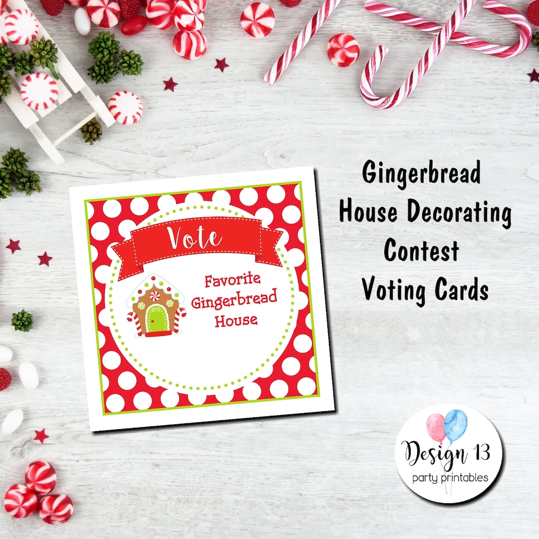 Gingerbread House Decorating Contest Voting Cards Digital Printable ...